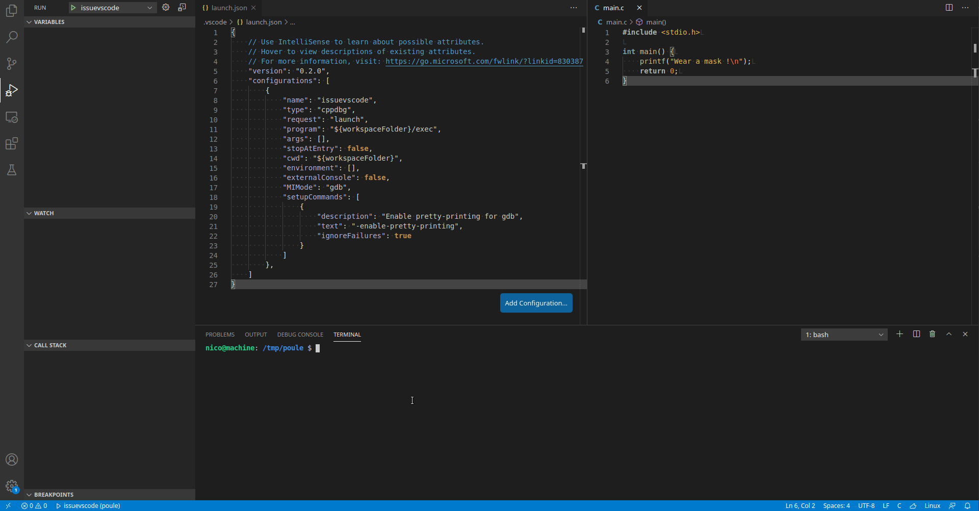 Command execution when launching runconfig. · Issue #102765 · microsoft/vscode · GitHub