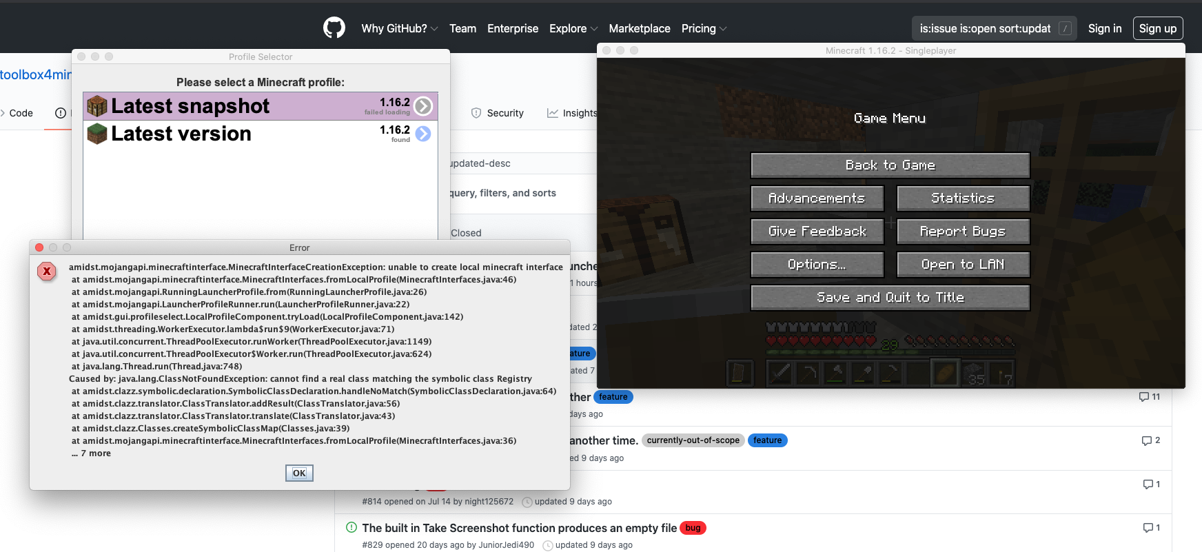 Issues with amidst on all versions, not able to run it. · Issue #851 · toolbox4minecraft/amidst ...