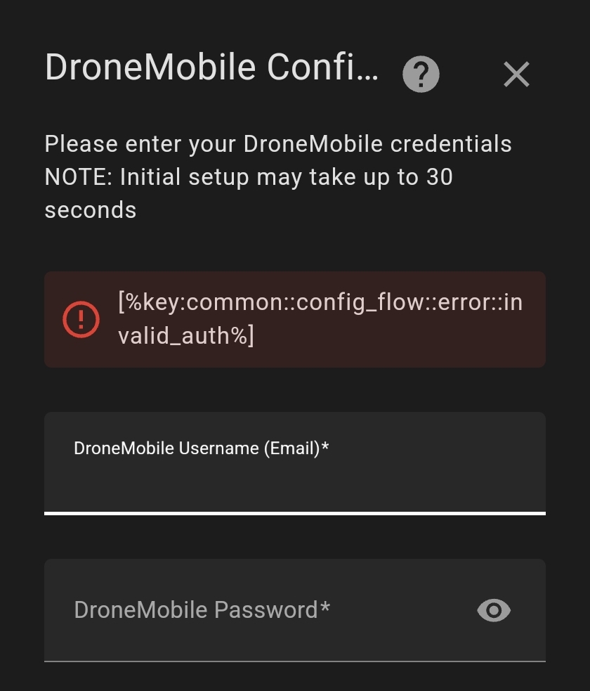 [%key:common::config_flow::error::invalid_auth%] · Issue #30 · bjhiltbrand/drone_mobile_home ...