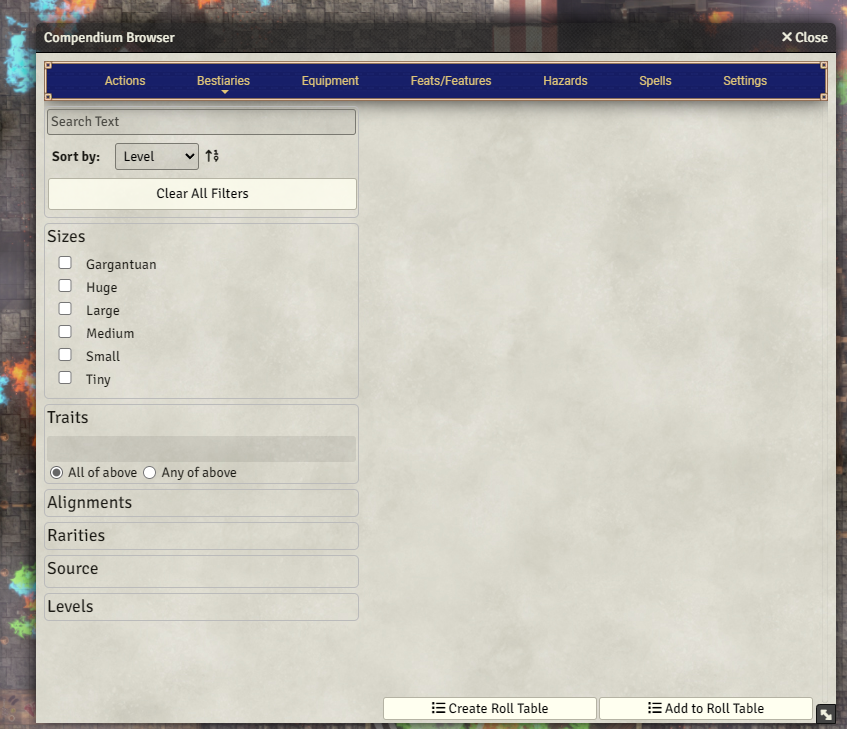 Compendium Browser doesn't show monsters · Issue #10832 · foundryvtt/pf2e · GitHub