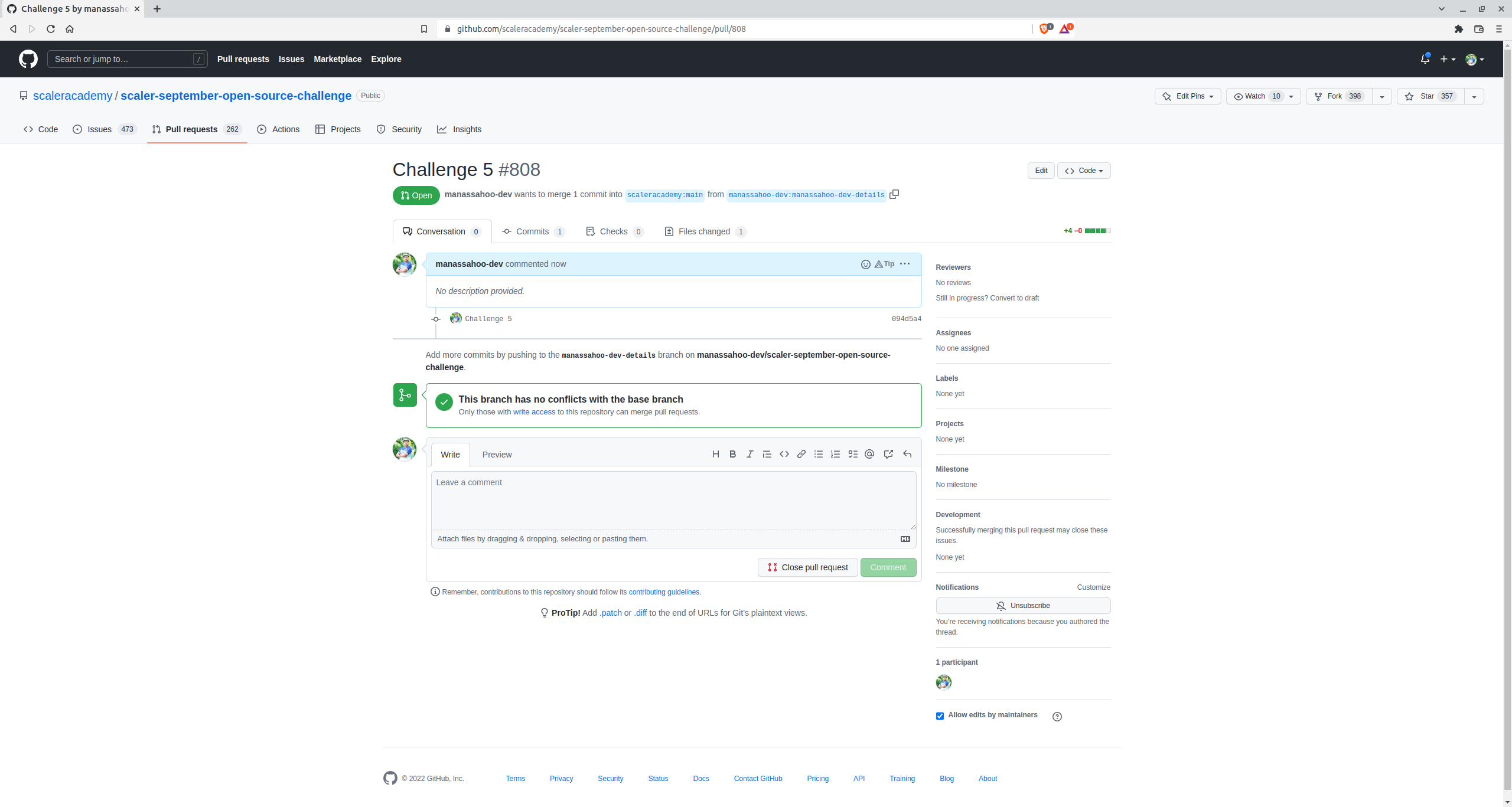 Challenge 1-16 · Issue #360 · scaleracademy/scaler-september-open-source-challenge-2022 · GitHub