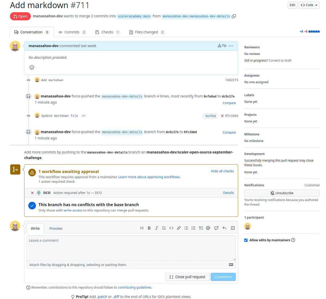 Manas Sahoo · Issue #172 · scaleracademy/scaler-open-source-september-challenge · GitHub