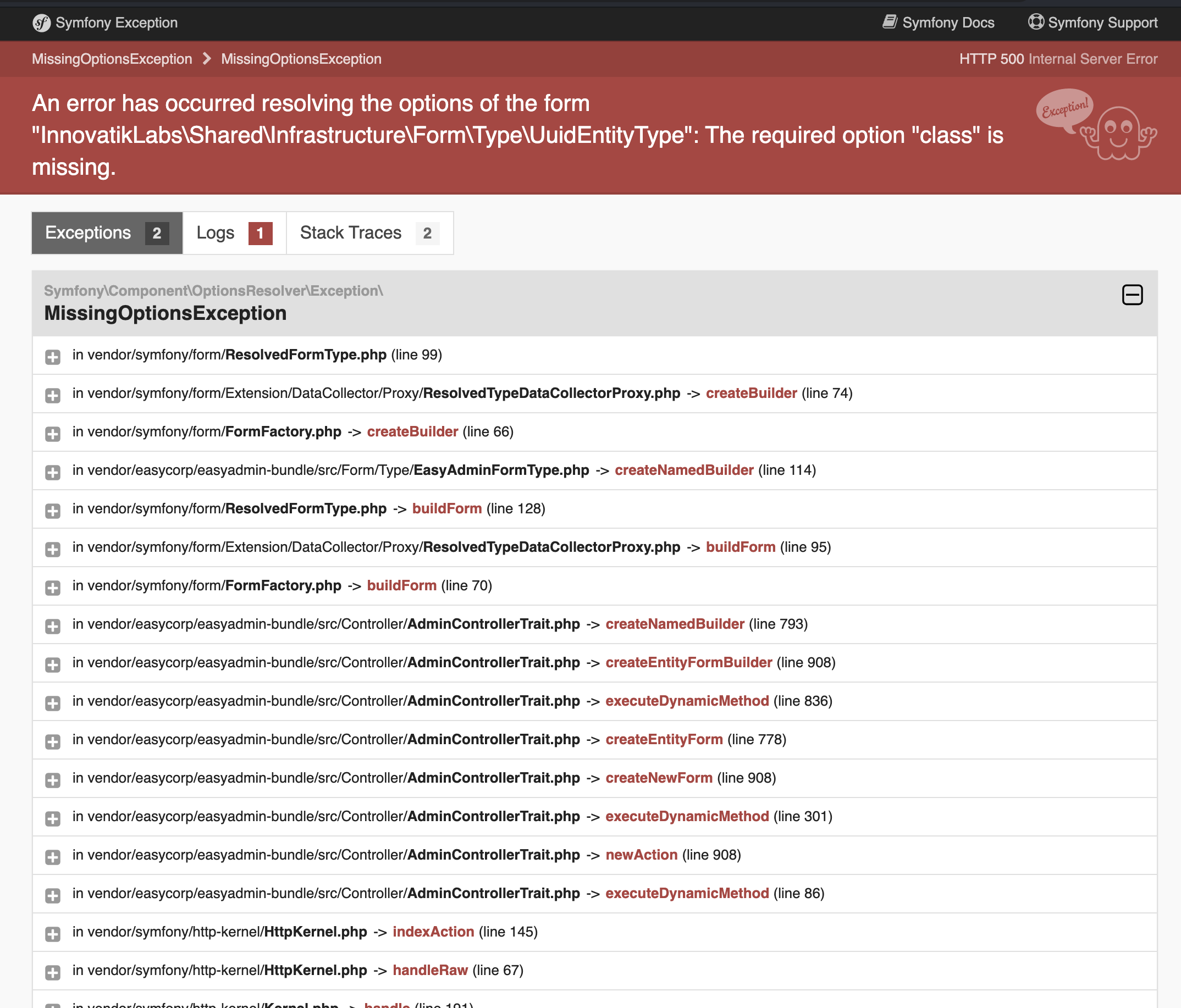 This field is not valid on entity relation ManyToOne using UUID id's · Issue #3072 · EasyCorp ...