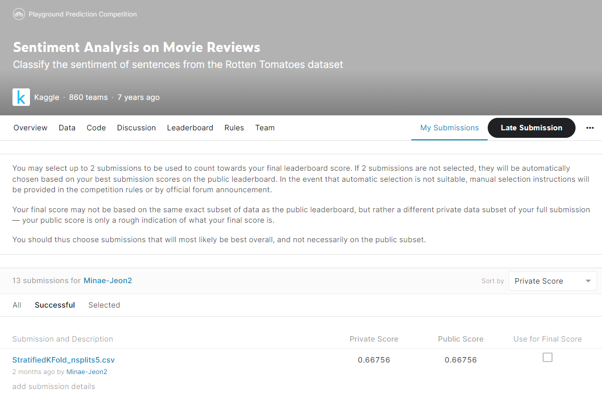 Kaggle, Dacon practice by using previous competition (experiment and study) · jekyll-rtd-theme
