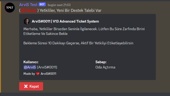 GitHub - ArviSlayer/V13-Gelismis-Ticket-Bot: V13 - Full Ayarlamalı + Kategorili Gelişmiş Ticket Botu