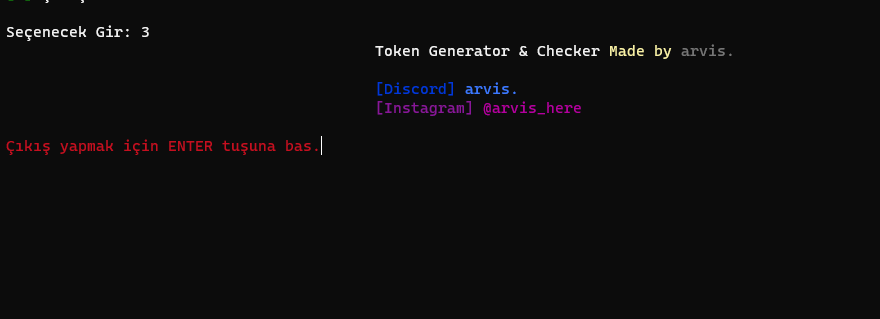 GitHub - ArviSlayer/Token-Generator-Ve-Checker: Token üretir ve checkler.
