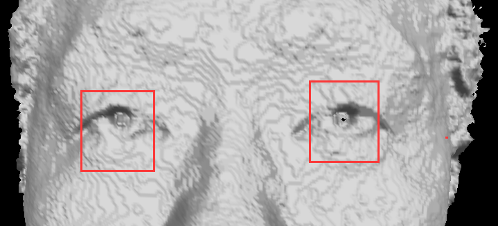 The depth data of eyeball mouth and nose on a human face is of poor ...