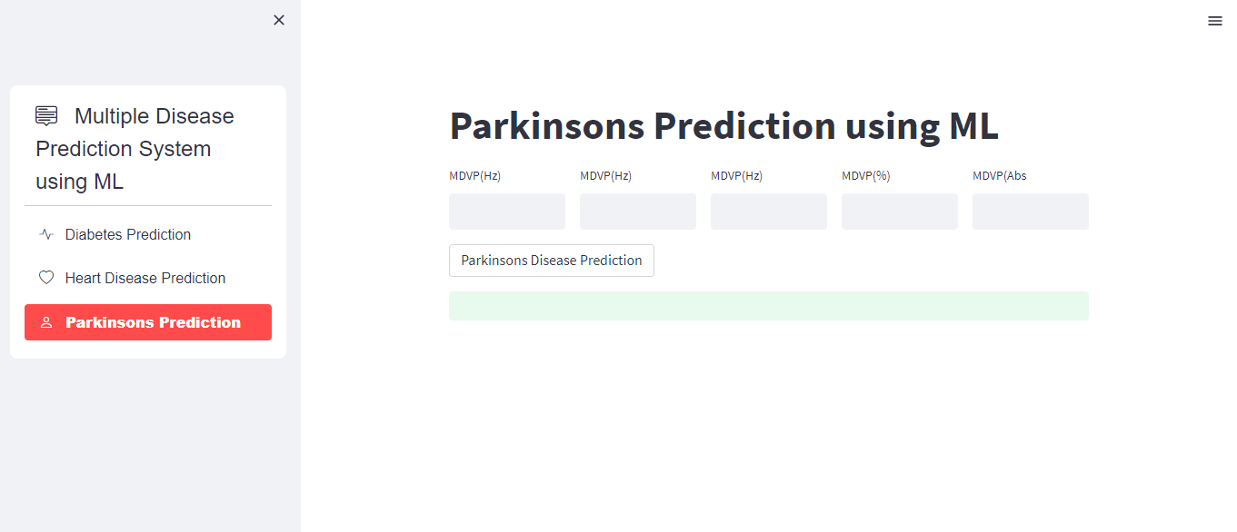 GitHub - ajoshi222/Multiple-Disease-Prediction-System-: Multiple Disease Prediction System using ...