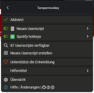 In tampermonkey menu with darker mode the icons are overlapping ...