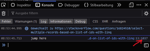 jump to line from console does't jump into the userscript source anymore · Issue #1446 ...