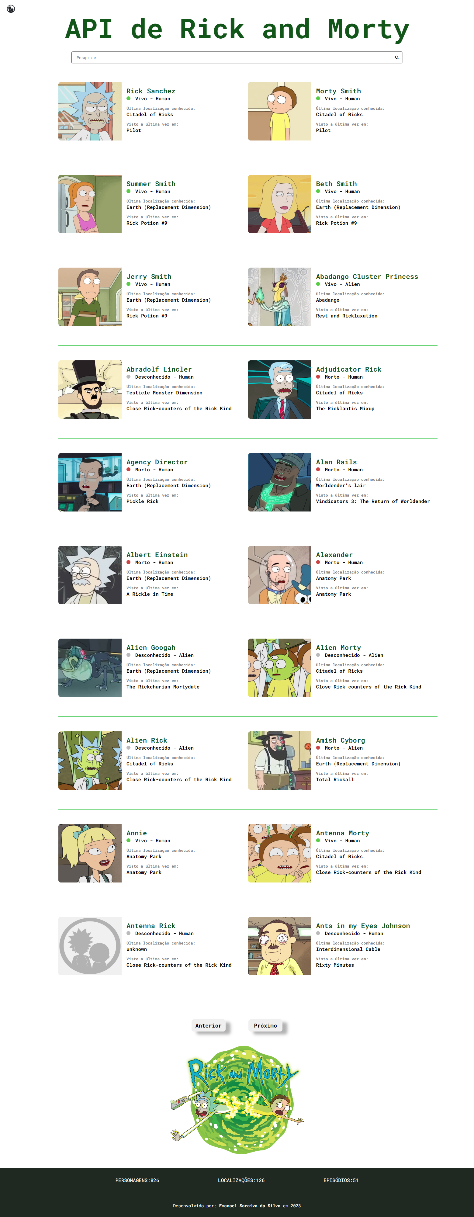 GitHub - EmanoelSaraiva/API-Rick-and-Morty