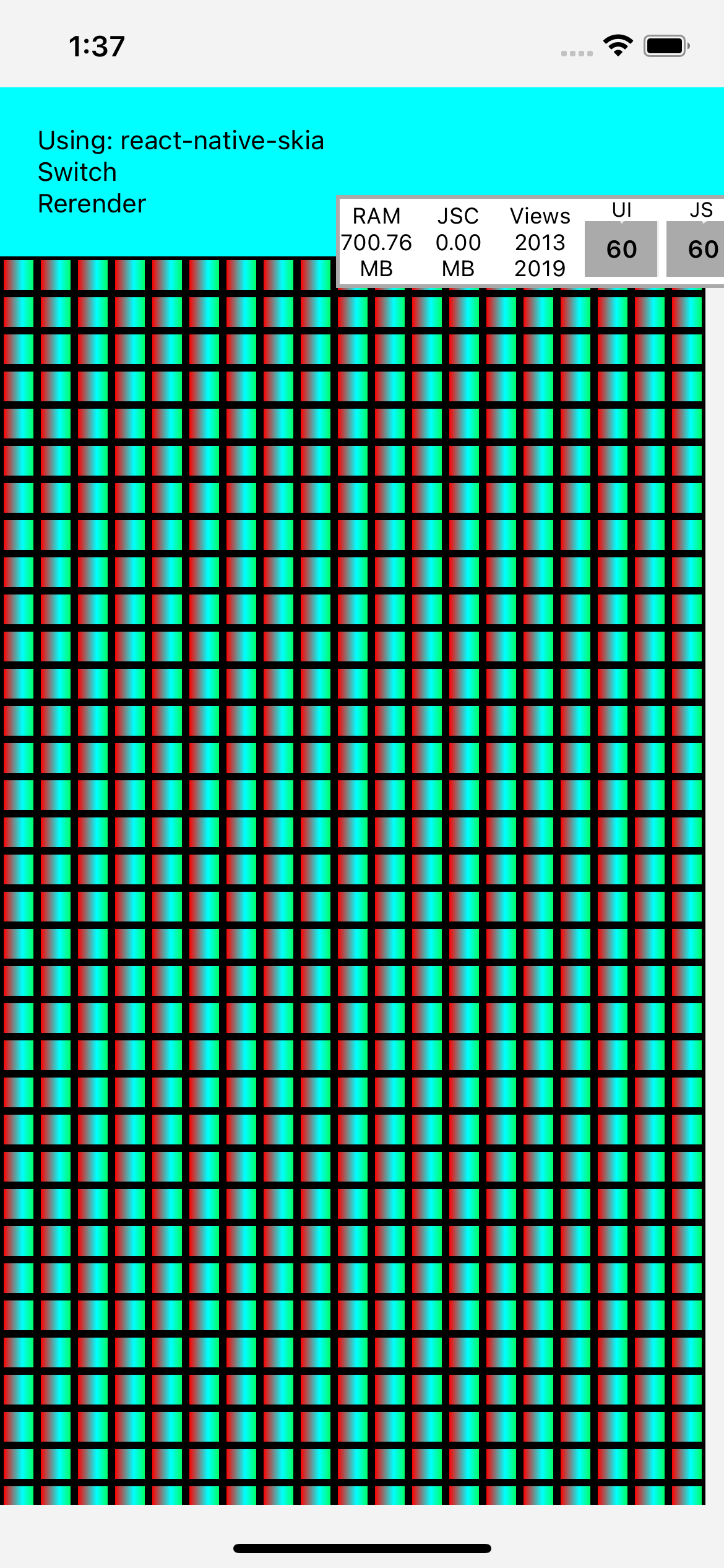 Benchmarking gradients + possible memory leak(?) · Issue #625 · Shopify/react-native-skia · GitHub