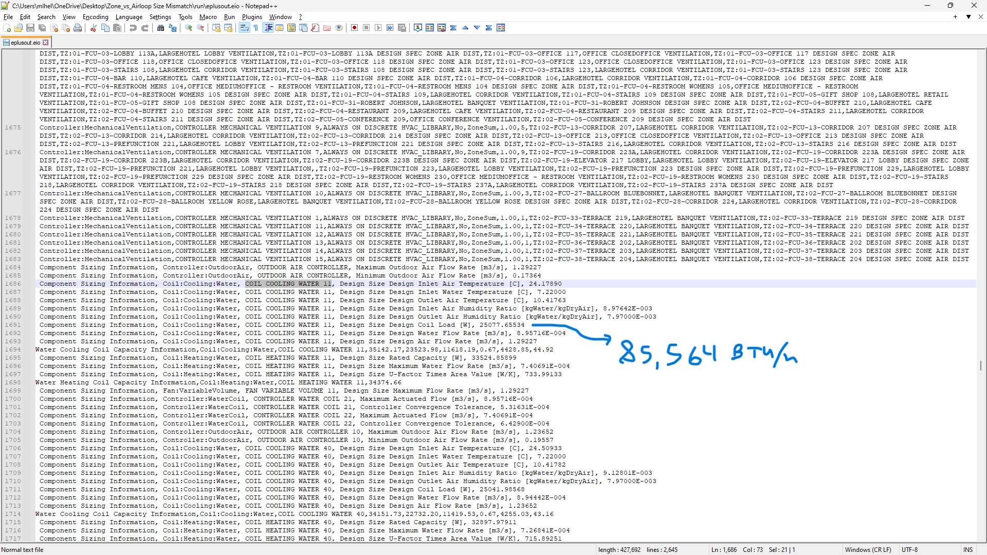 Output Report - System Sizing Information Time of Peak Cooling and User Design Capacity In IP ...