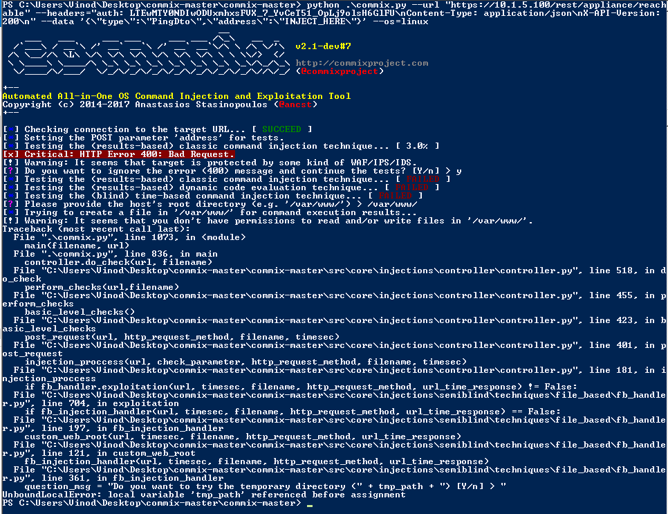 UnboundLocalError exception · Issue #99 · commixproject/commix · GitHub