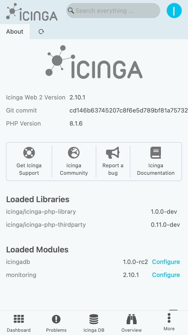 Optimize About Page for Mobile · Issue #4807 · Icinga/icingaweb2 · GitHub