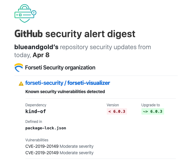 Security Alerts for Dependencies (kind-f) · Issue #56 · forseti-security/forseti-visualizer · GitHub