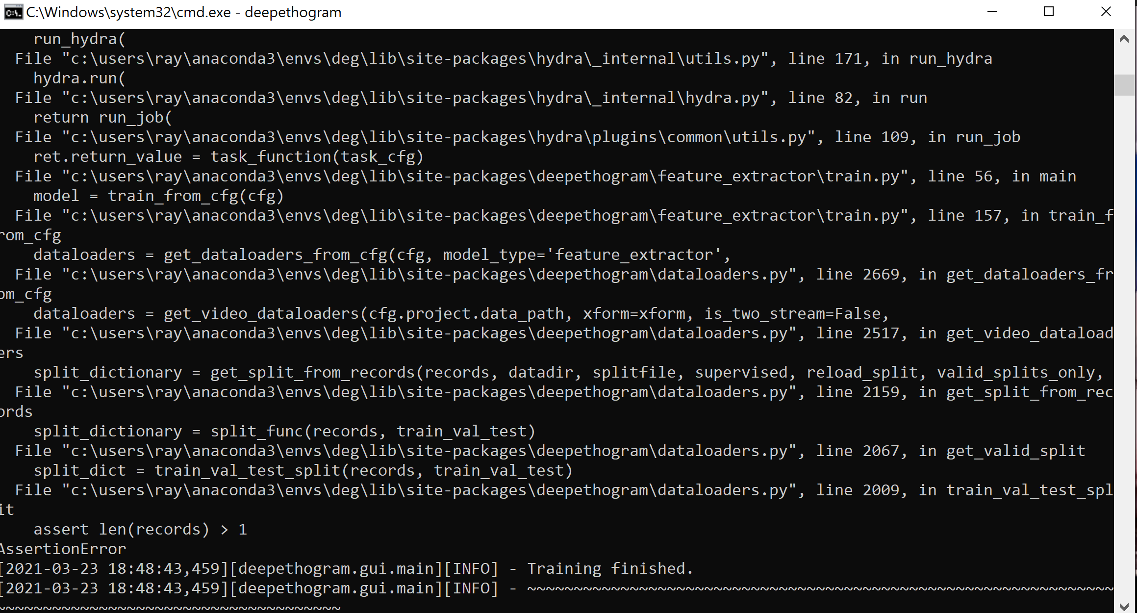 Assertion Error during FeatureExtractor Training · Issue #45 · jbohnslav/deepethogram · GitHub