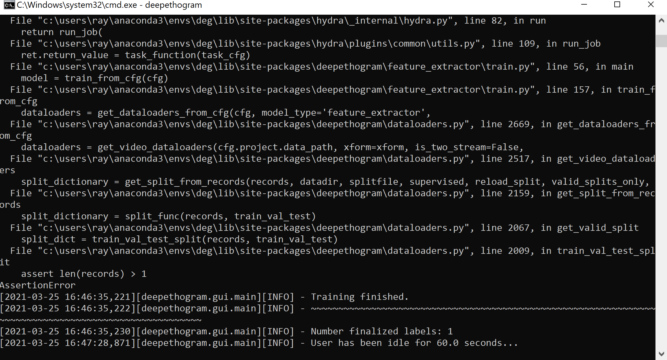 Assertion Error during FeatureExtractor Training · Issue #45 · jbohnslav/deepethogram · GitHub