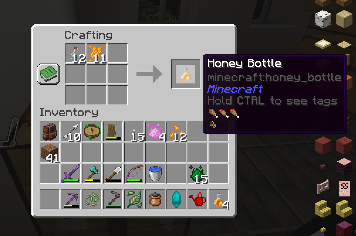 Crafting Honey Bottles within a players inventory with essence doesn't ...