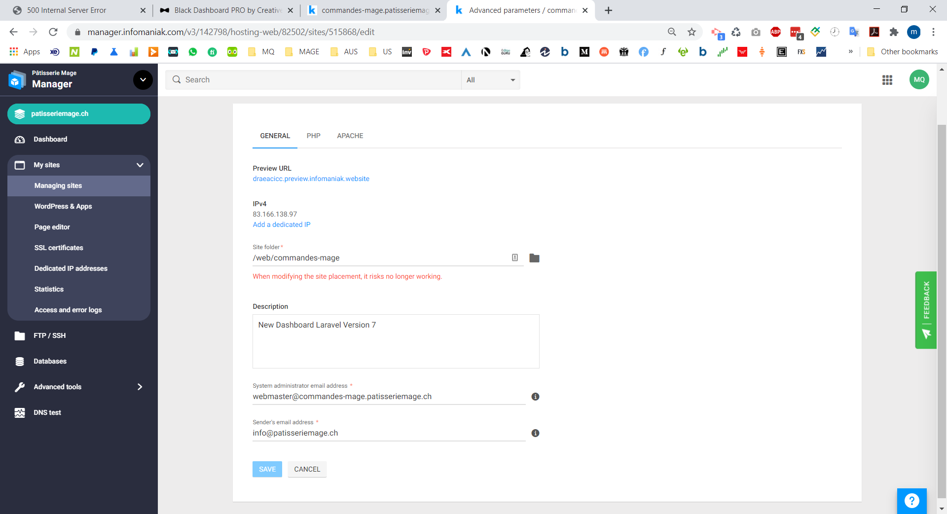 Internal Server Error The server encountered... after install and trying to login for first time ...