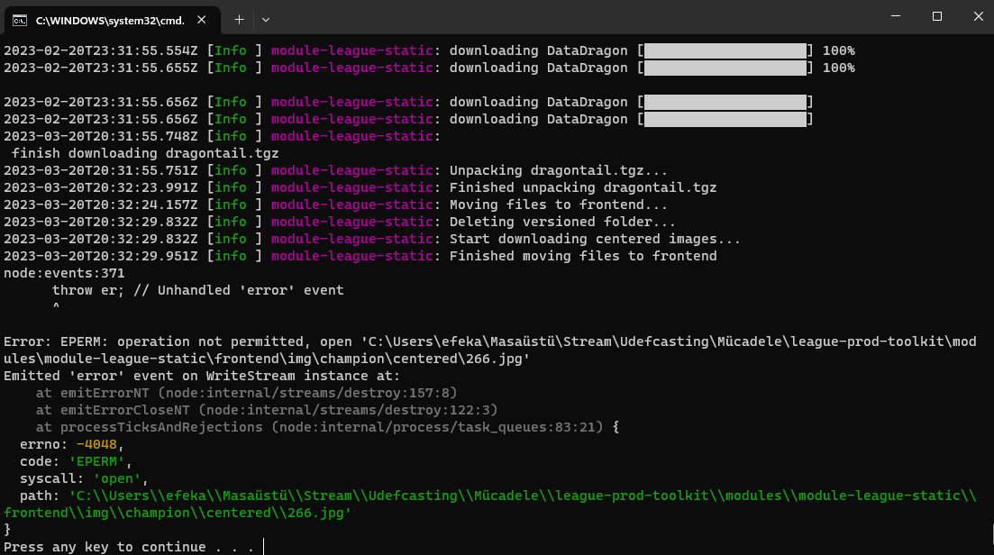 Error while starting start.bat · Issue #279 · RCVolus/league-prod-toolkit · GitHub