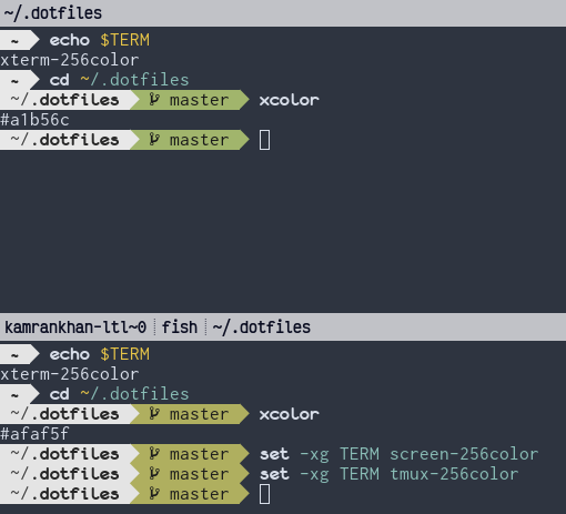 git prompt colors are different in tmux · Issue #268 · oh-my-fish/theme-bobthefish · GitHub