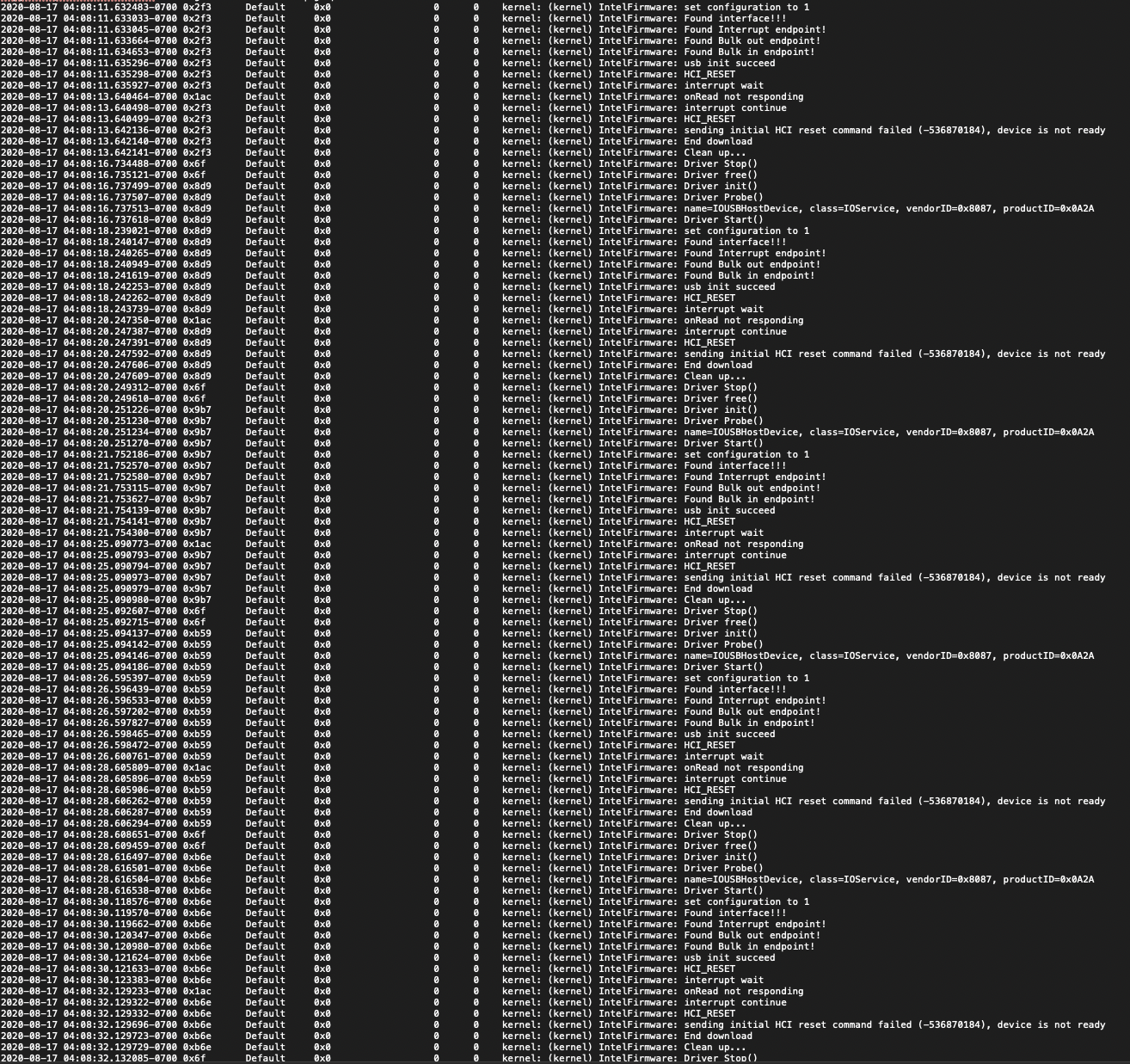 opening an issue for intel 0x8087, 0x0a2a · Issue #174 ...