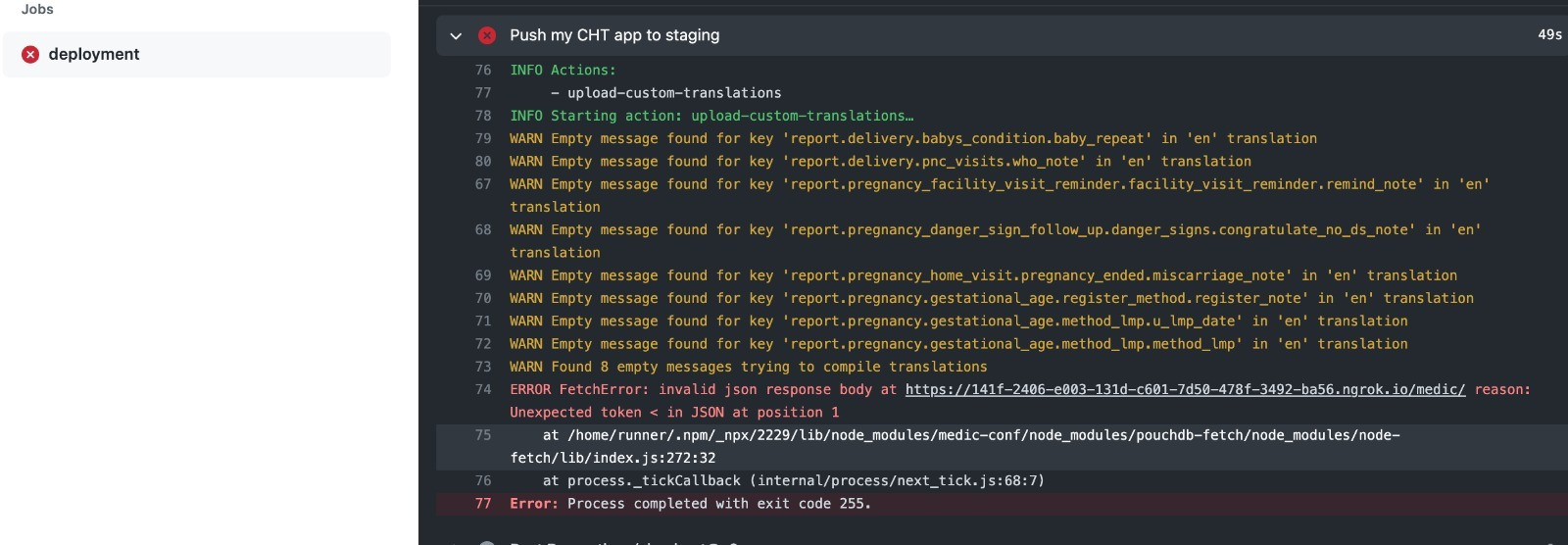 Should have non-zero exit code when deployments are not successful ...