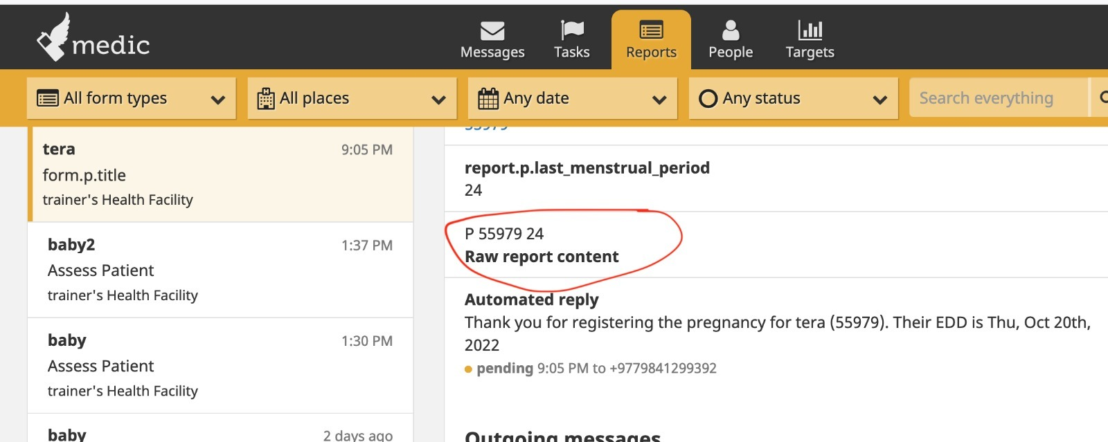 The reports raw content has the label in the wrong place · Issue #7657 · medic/cht-core · GitHub
