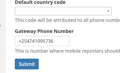 Country code and Gateway phone number fields shouldn't be required ...