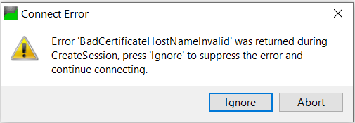 UaExpert throws BadCertificateHostNameInvalid when connecting to server ...