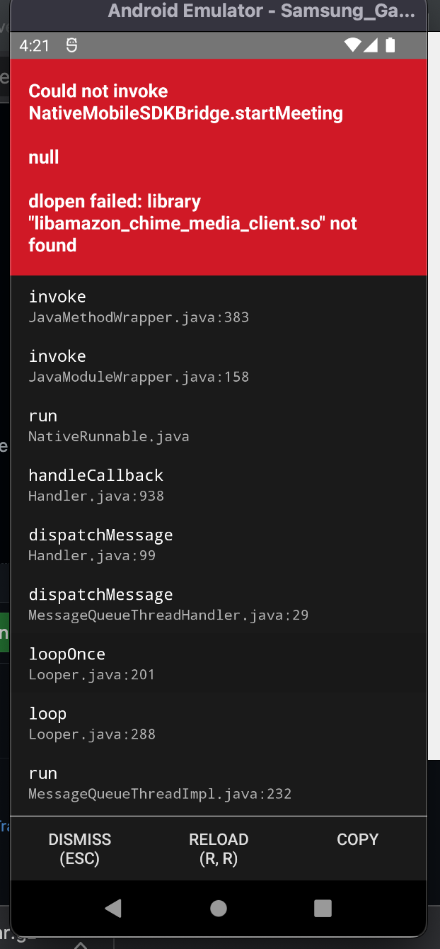 Dlopen Failed Libamazon Chime Media So Not Found · Issue 537 · Aws Amazon Chime Sdk Android