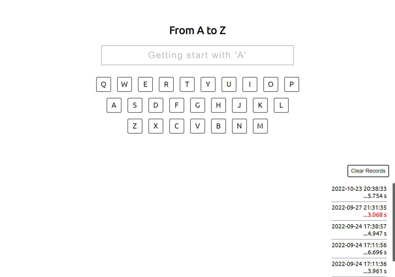 GitHub - TSinChen/alphabet-typing: A 到 Z 英打計時