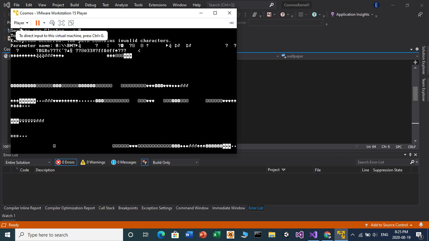 In Cosmos I received this error saying: Exception: System.Exception: Method GetMBIAddress ...