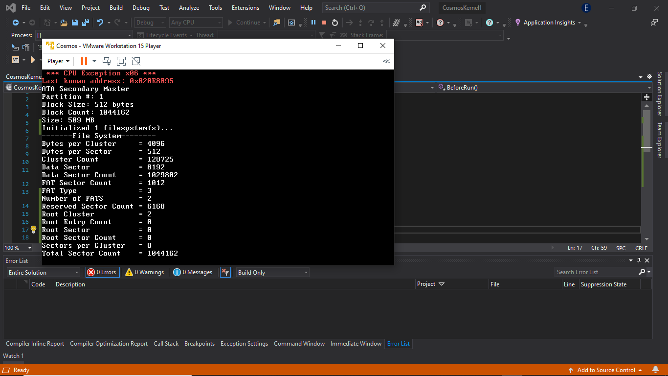 In Cosmos I received this error saying: Exception: System.Exception: Method GetMBIAddress ...
