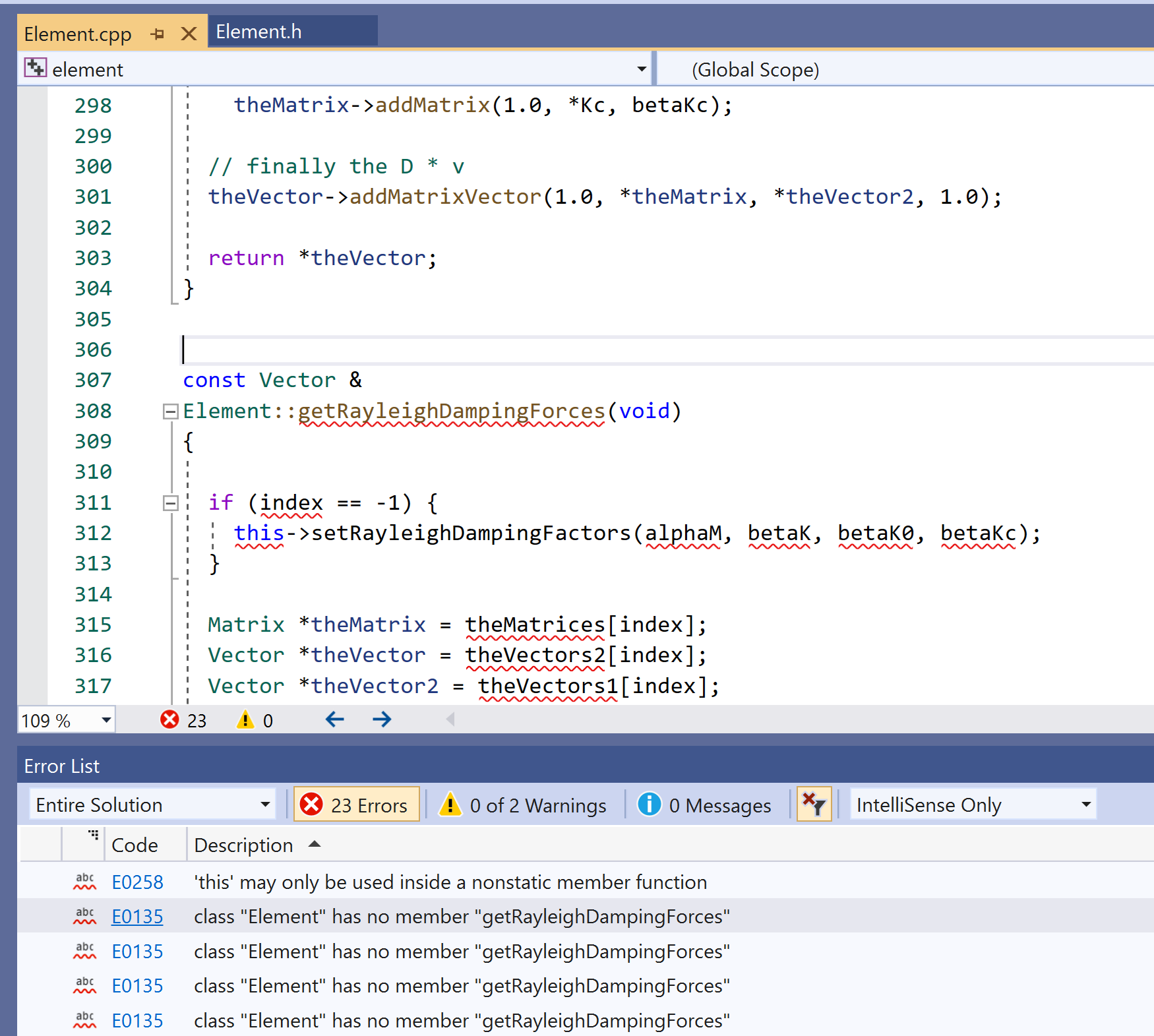 E013 class "Element" has no member "getRayleigh · Issue #446 · OpenSees/OpenSees · GitHub