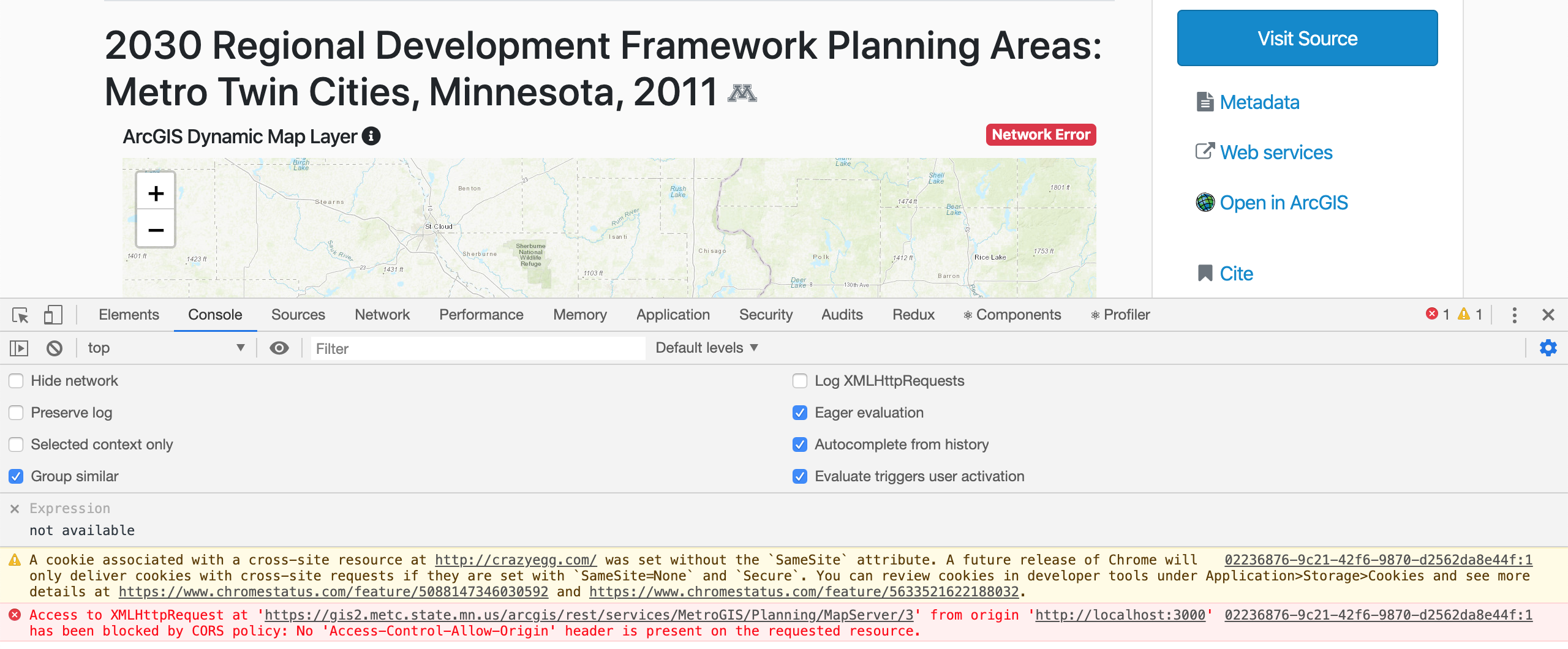 Indicate to user when web services won't/cant load · Issue #261 · geobtaa/geoportal · GitHub