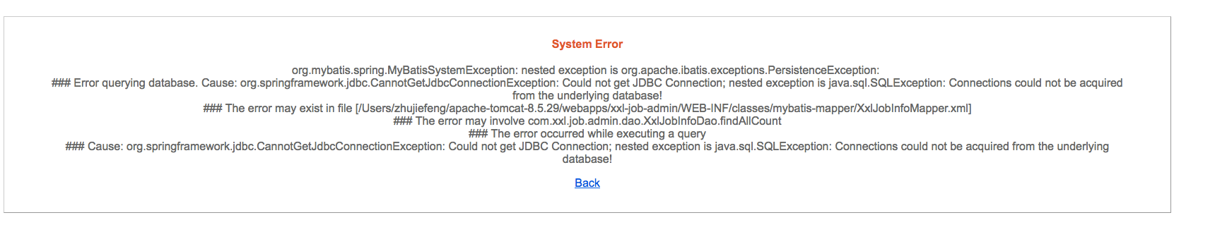 Connections could not be acquired from the underlying database! · Issue ...