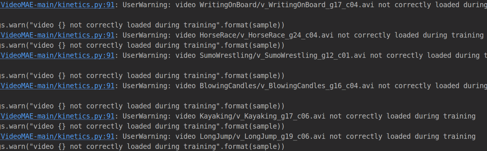 video xxx not correctly load during training · Issue #108 · MCG-NJU/VideoMAE · GitHub