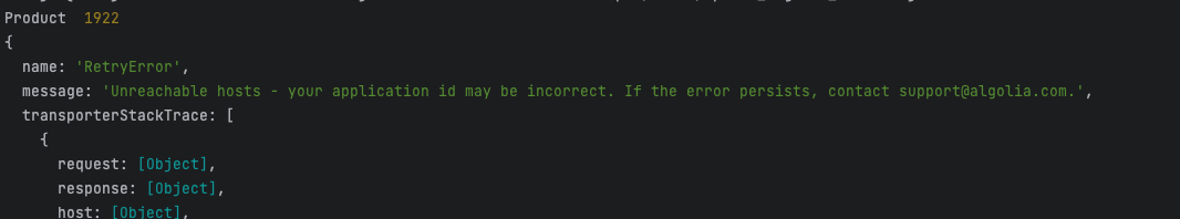 getting 'Unreachable hosts - your application id may be incorrect. If the error persists ...