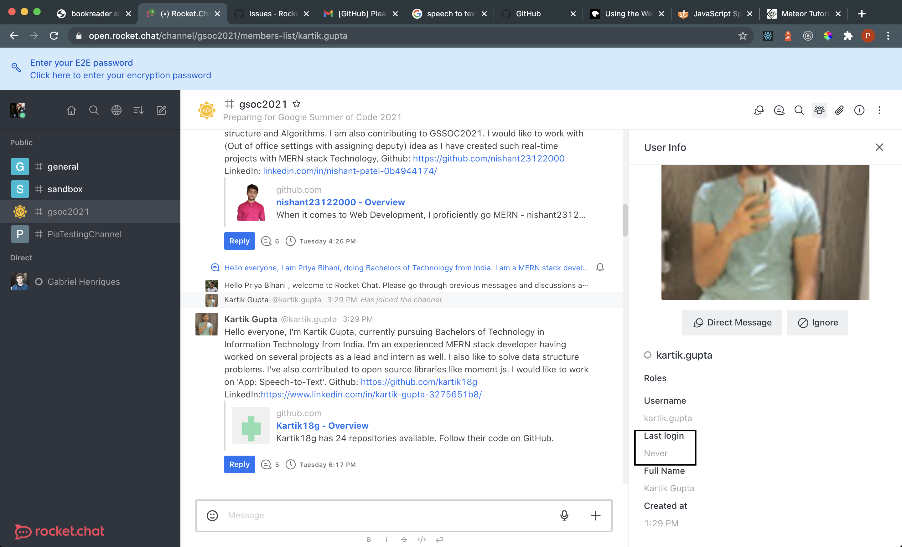 Last Login Always Shows Never When Viewing Profile · Issue 21175 · Rocketchatrocketchat · Github 9415