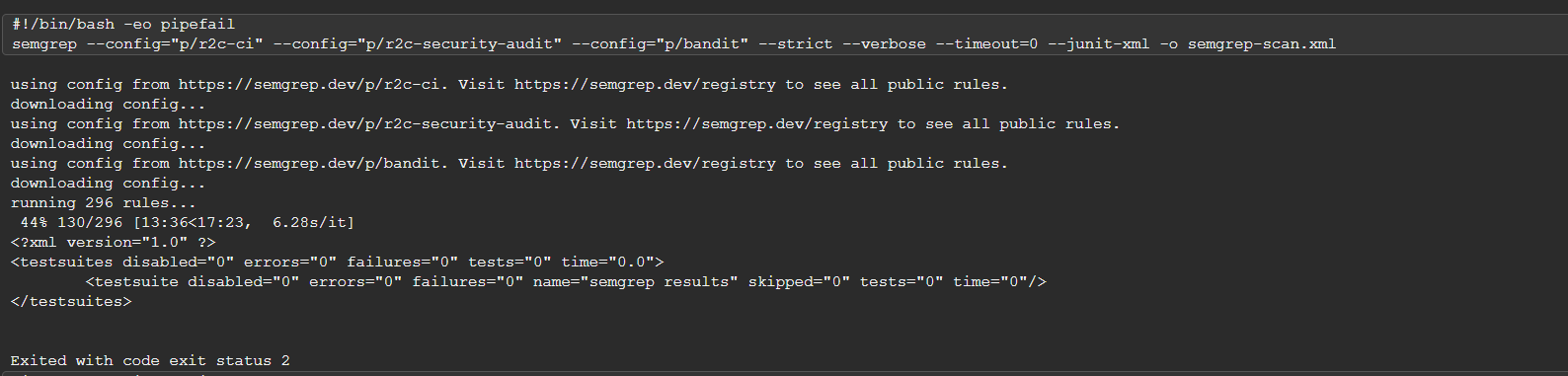 Semgrep is exits with error code 2 without further details · Issue #2784 · semgrep/semgrep · GitHub