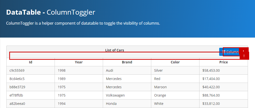 ColumnToggler: Duplicate id · Issue #4882 · primefaces/primefaces · GitHub
