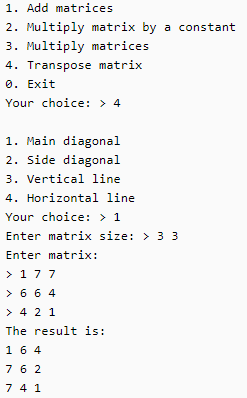 GitHub - guiuba/Numeric-Matrix-Processor: Writing this program was a good exercise on how to ...