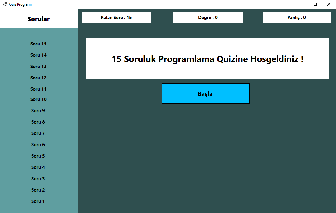 GitHub - FurcanY/15-Soruluk-Quiz: 15 Soruluk quiz programi