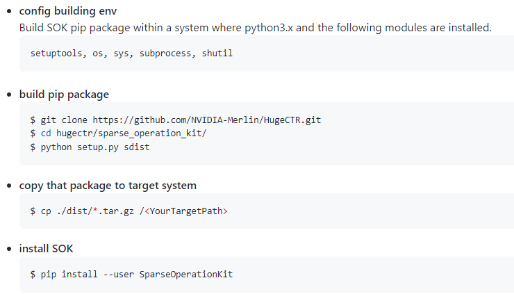 [Requirement] sok installation via pypi · Issue #266 · NVIDIA-Merlin/HugeCTR · GitHub
