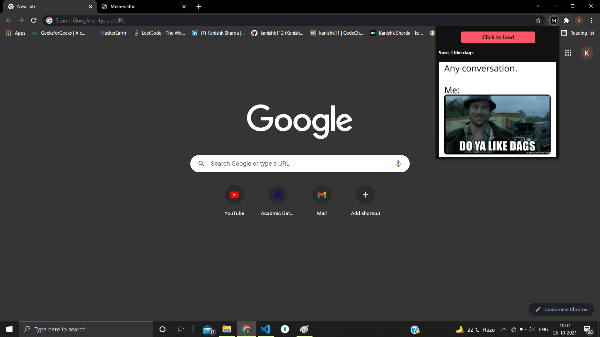 GitHub - kanishk112/Memenator-Chrome-extension: Memenator is an chrome ...