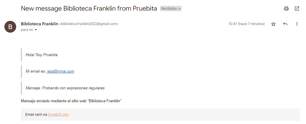 #US26 Como usuario quiero poder enviar un mensaje usando el form de contacto (simulación ...