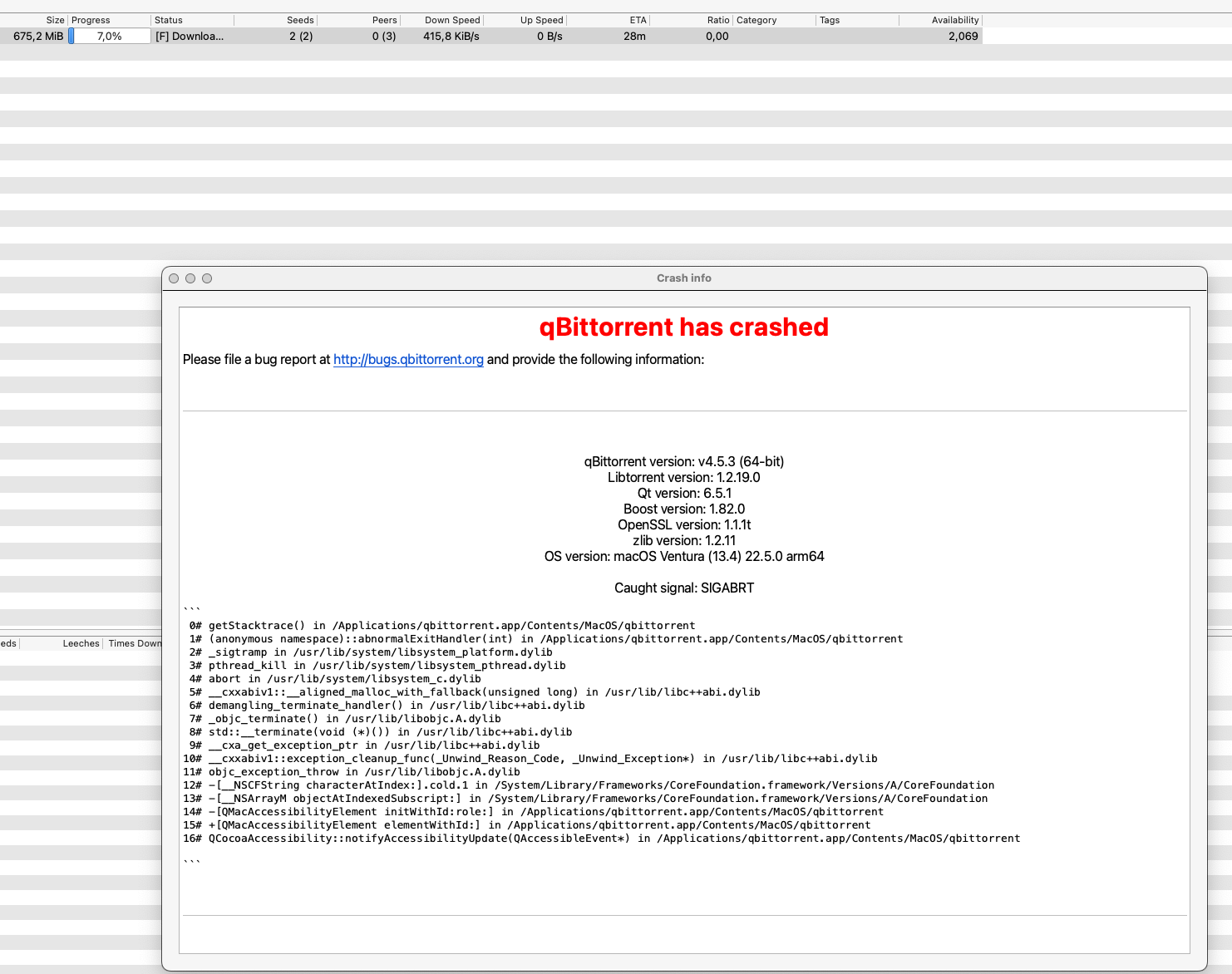 Application Crashes when start to download · Issue #19159 · qbittorrent/qBittorrent · GitHub
