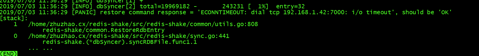 restore command error key:xxxxxxxxxx err:ECONNTIMEOUT · Issue #110 · tair-opensource/RedisShake ...